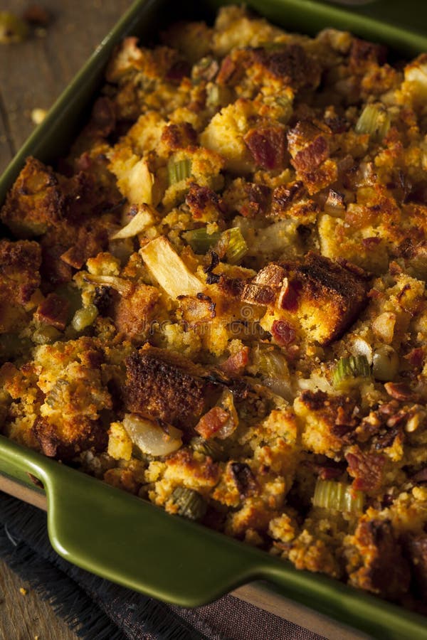 Traditional Homemade Cornbread Stuffing Stock Image - Image of bowl ...