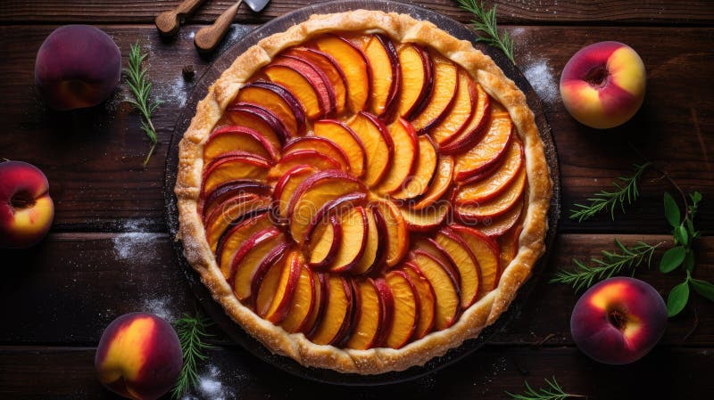 Traditional Homemade Peach Pie Stock Illustration - Illustration of ...