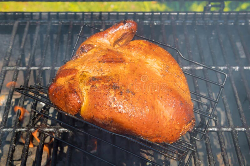 Traditional Homemade Roasted Whole Chicken On The Bbq Grill Stock Image Image Of Poultry