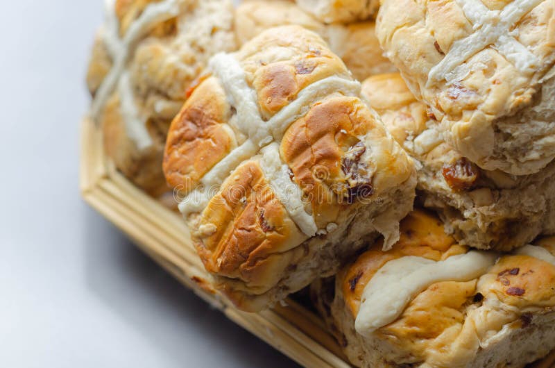 Traditional Hot Cross Buns, Bread with Characteristic Decoration in the ...
