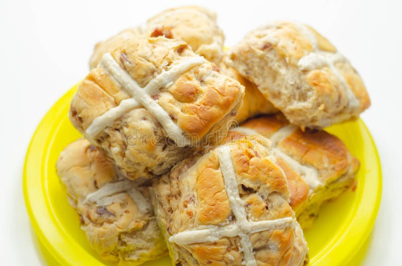 Traditional Hot Cross Buns, Bread with Characteristic Decoration in the ...
