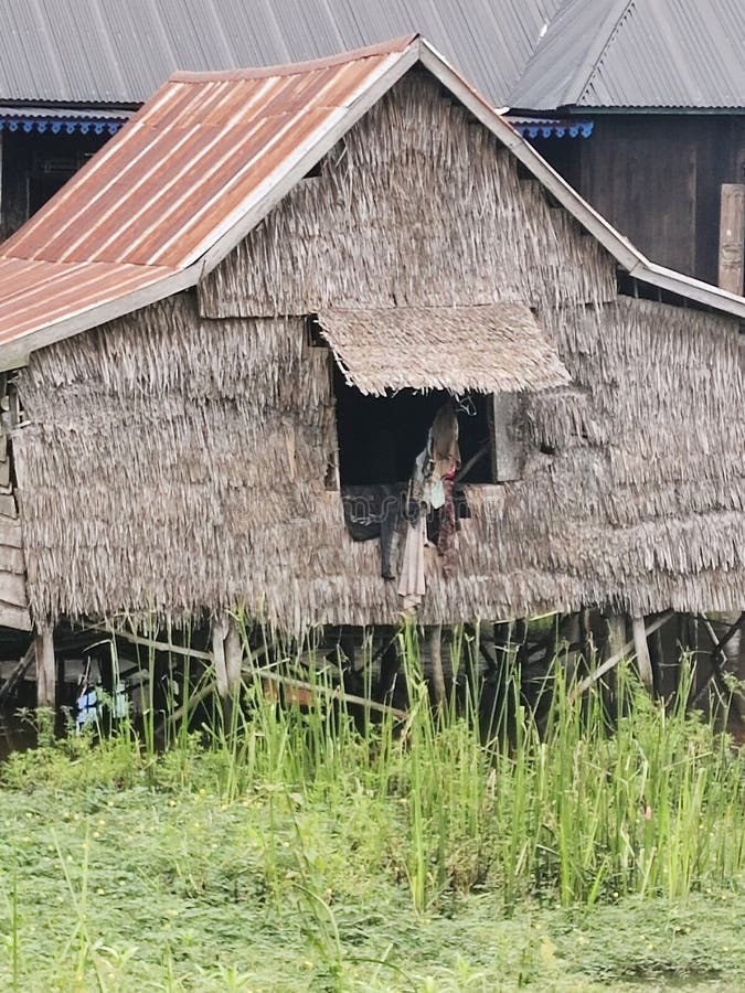 Traditional House with Coconut Frond Walls Stock Image - Image of ...