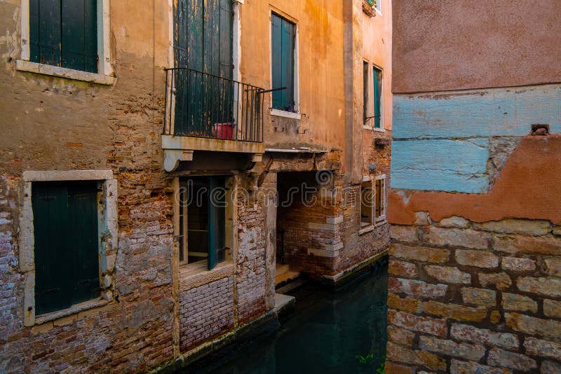 Traditional House Windows on Venice Channels Seen through the Alleys ...