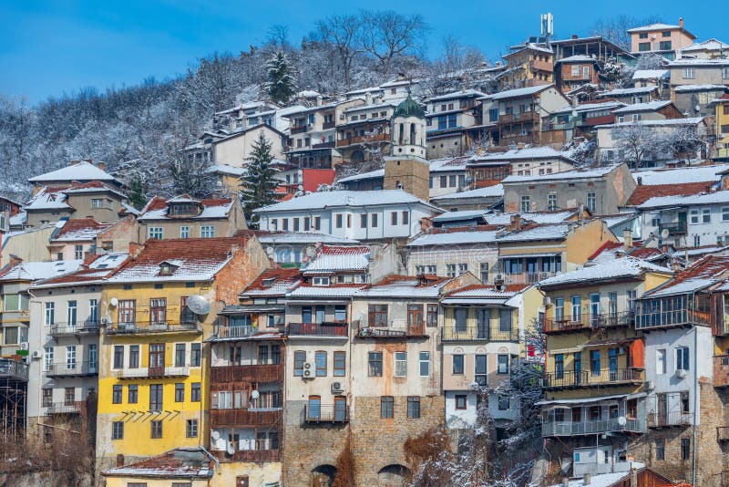 Traditional Houses in the Old Town of Veliko Tarnovo in Winter, Stock ... Traditional Houses in the Old Town of Veliko Tarnovo in Winter, Stock ...