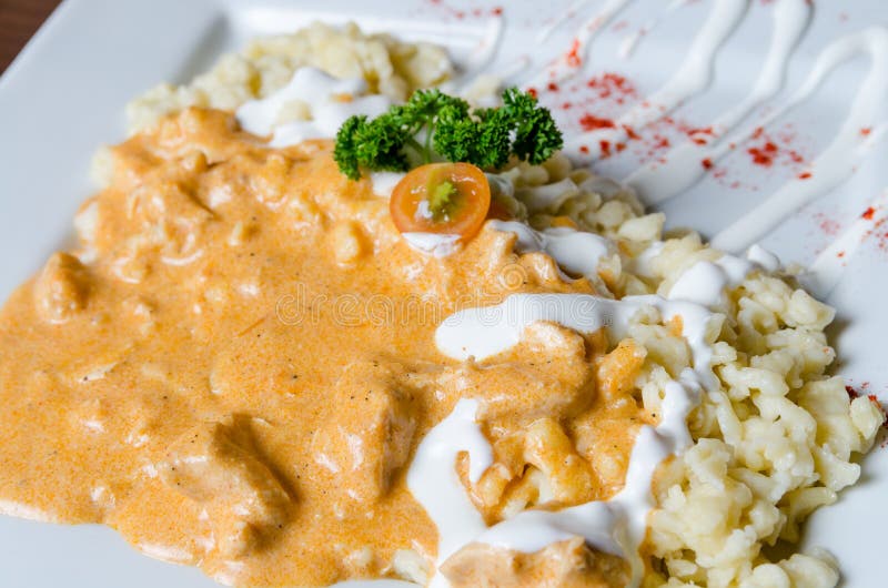 Traditional Hungarian Chicken Paprikash Stock Image - Image of ...