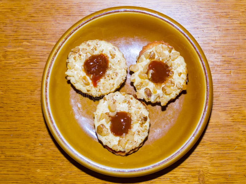 Traditional Hungarian Shortbread Linzer Cookies on a Dish Stock Image ...