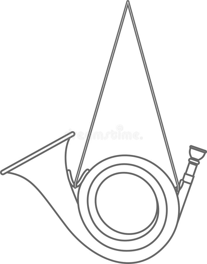 Traditional Hunting Bugle Isolated Outline Icon in Flat Style. Vector ...