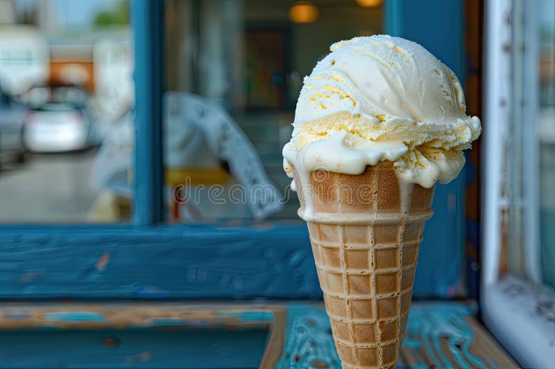 Traditional ice cream cone stock illustration. Illustration of tasty ...