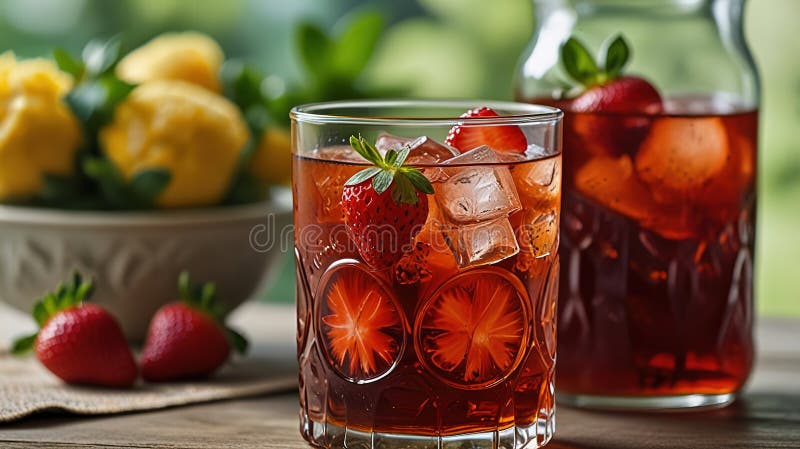 Traditional Iced Tea with Lemon and Mint Stock Illustration ...