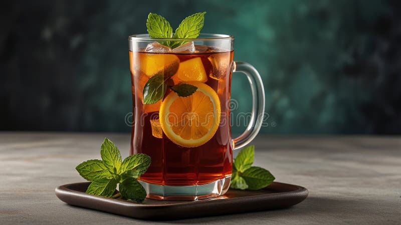 Traditional Iced Tea with Lemon and Mint Stock Illustration ...