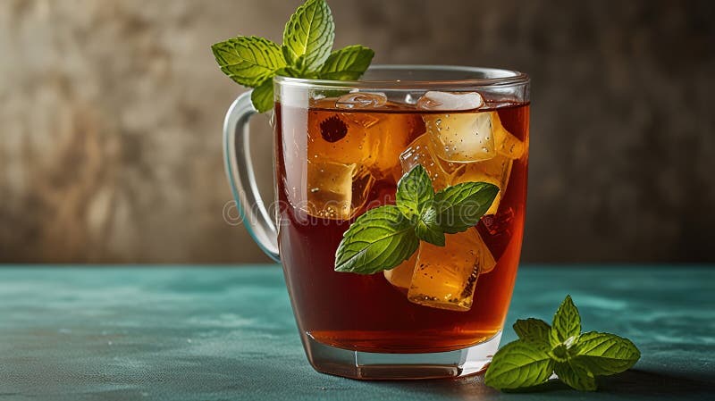 Traditional Iced Tea with Lemon and Mint Stock Illustration ...