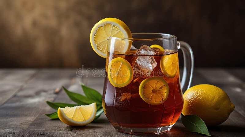 Traditional Iced Tea with Lemon and Mint Stock Illustration ...