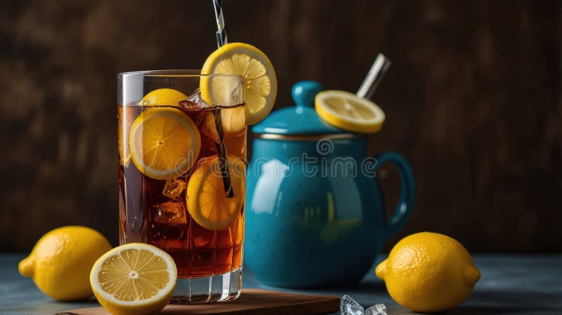 Traditional Iced Tea with Lemon and Mint Stock Illustration ...