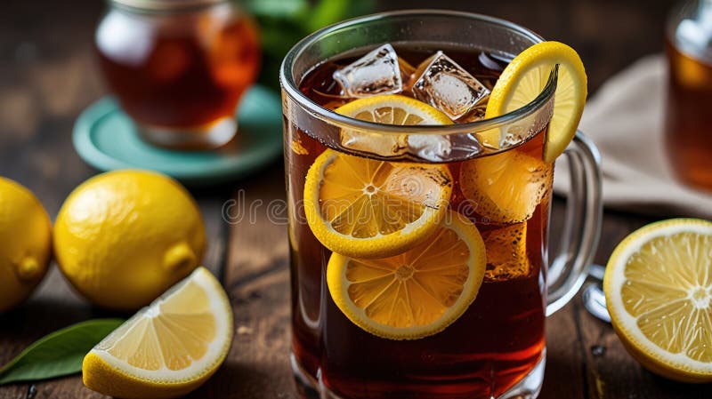Traditional Iced Tea with Lemon and Mint Stock Illustration ...