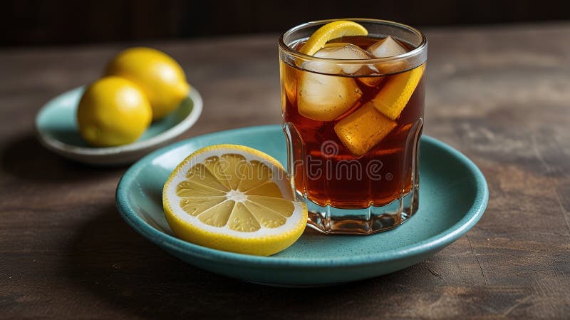 Traditional Iced Tea with Lemon and Mint Stock Illustration ...