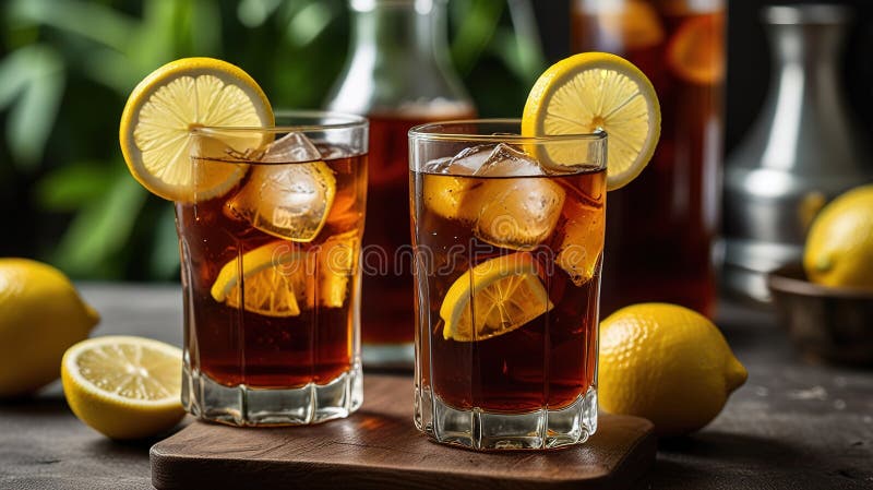 Traditional Iced Tea with Lemon and Mint Stock Illustration ...