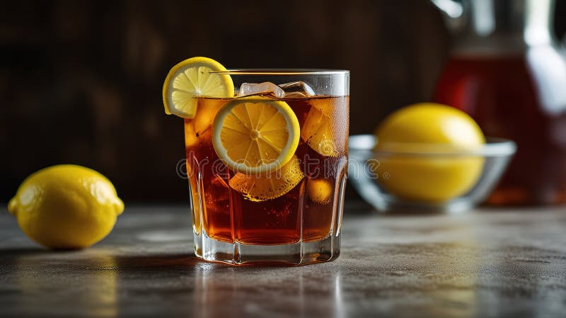 Traditional Iced Tea with Lemon and Mint Stock Illustration ...