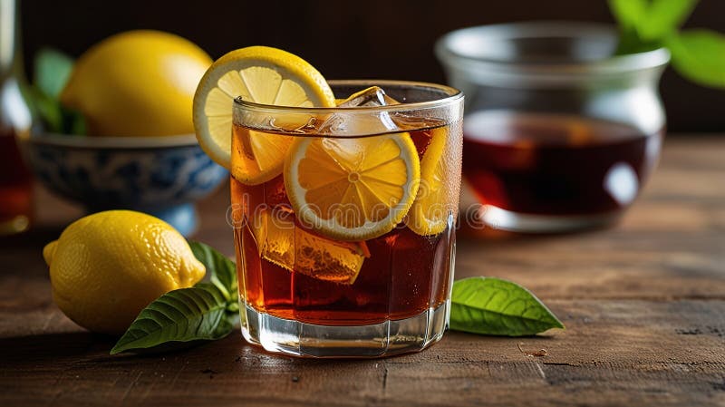 Traditional Iced Tea with Lemon and Mint Stock Illustration ...