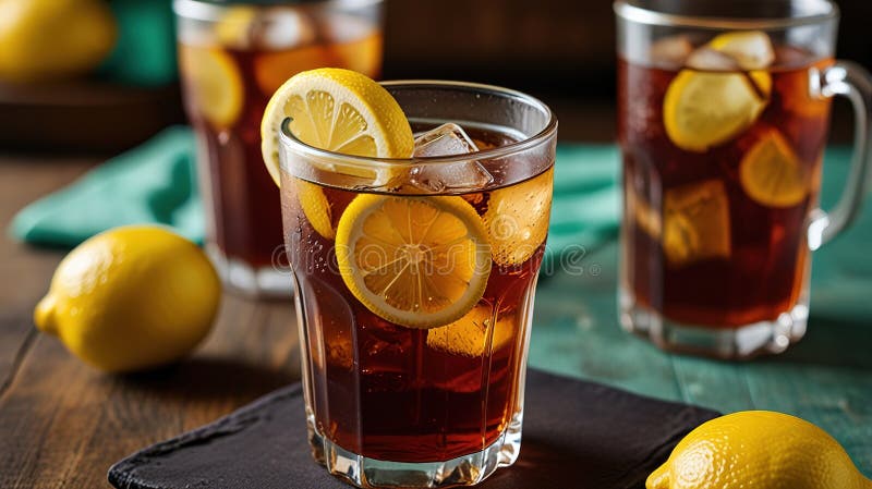 Traditional Iced Tea with Lemon and Mint Stock Illustration ...