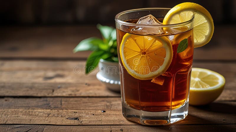 Traditional Iced Tea with Lemon and Mint Stock Illustration ...