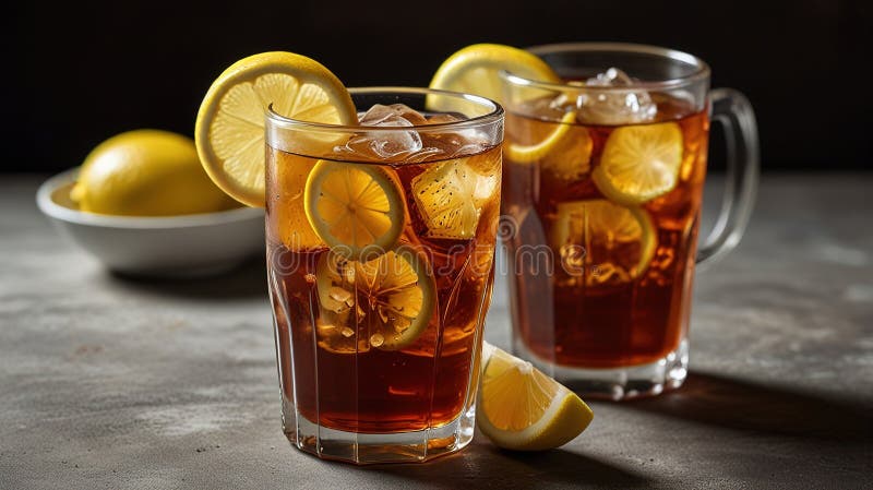 Traditional Iced Tea with Lemon and Mint Stock Illustration ...