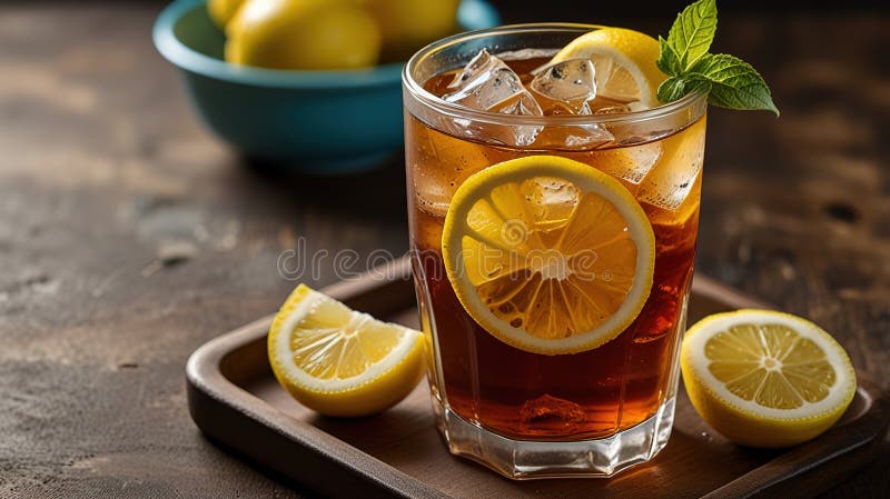 Traditional Iced Tea with Lemon and Mint Stock Illustration ...