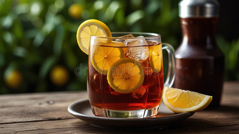 Traditional Iced Tea with Lemon and Mint Stock Illustration ...