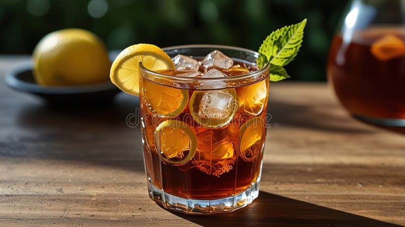 Traditional Iced Tea with Lemon and Mint Stock Illustration ...