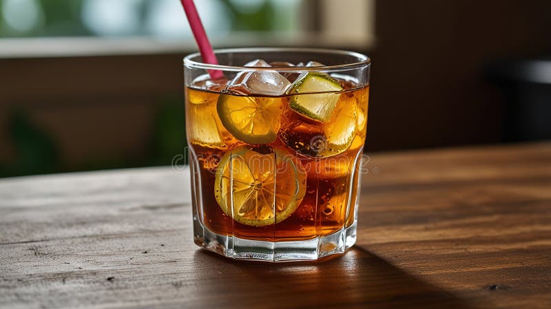 Traditional Iced Tea with Lemon and Mint Stock Illustration ...