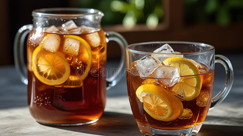 Traditional Iced Tea with Lemon and Mint Stock Illustration ...