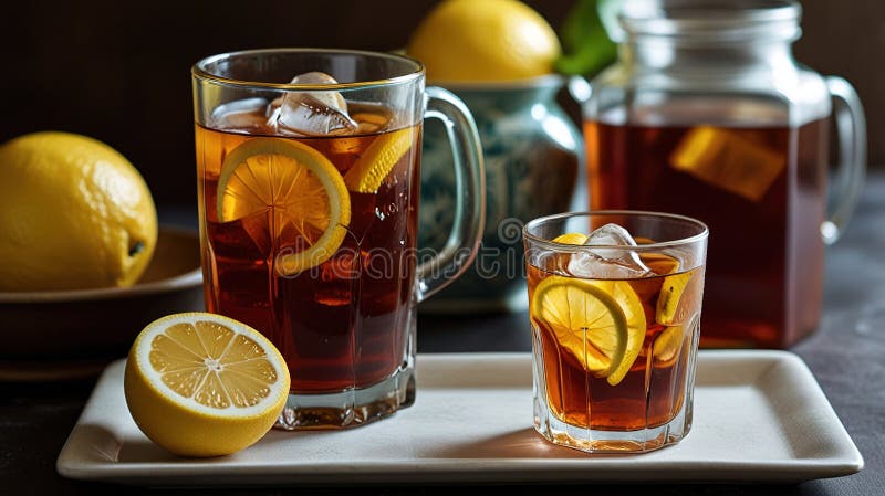Traditional Iced Tea with Lemon and Mint Stock Illustration ...
