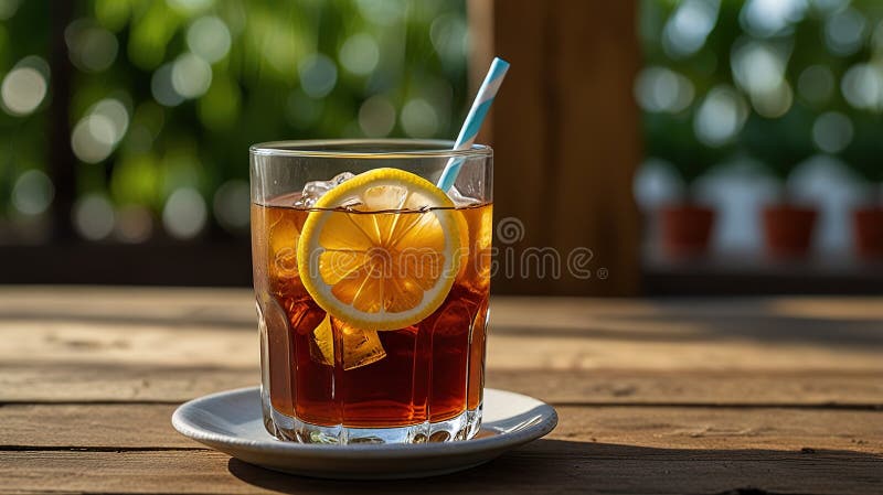 Traditional Iced Tea with Lemon and Mint Stock Illustration ...