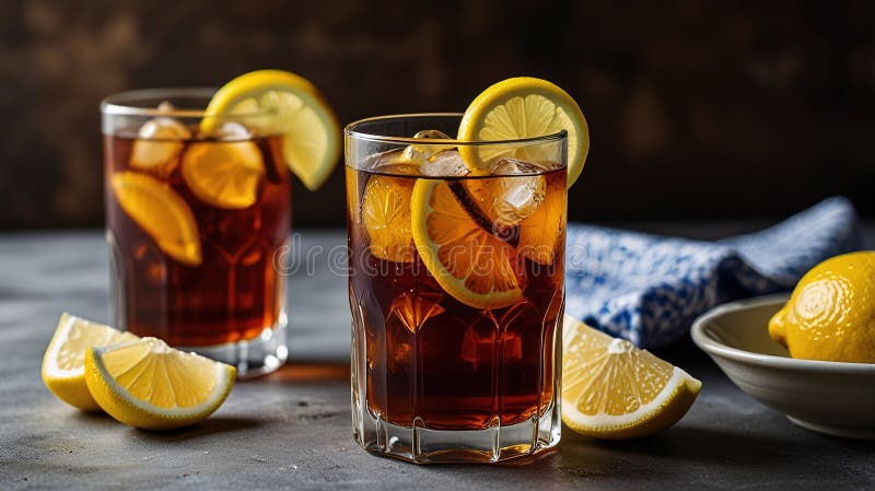 Traditional Iced Tea with Lemon and Mint Stock Illustration ...