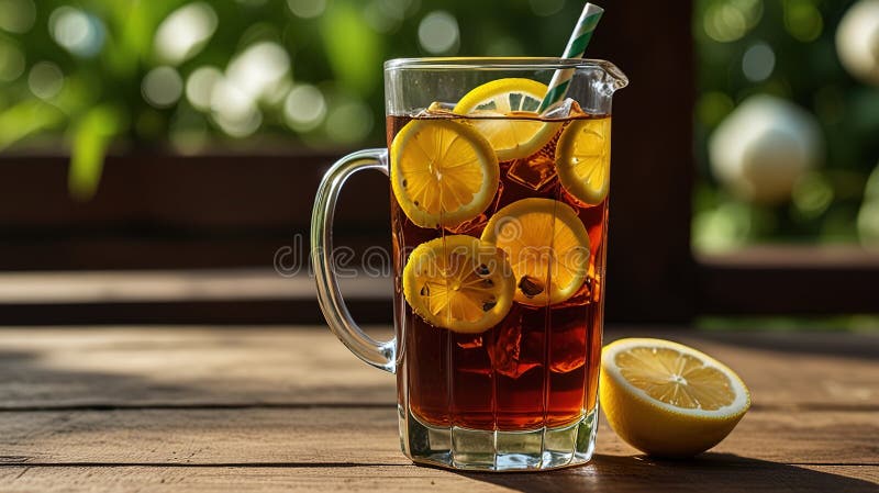 Traditional Iced Tea with Lemon and Mint Stock Illustration ...