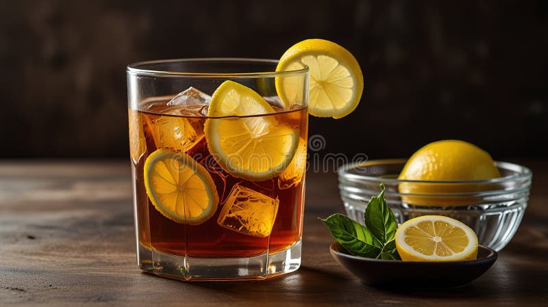 Traditional Iced Tea with Lemon and Mint Stock Illustration ...
