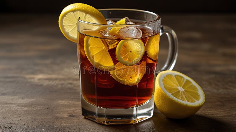 Traditional Iced Tea with Lemon and Mint Stock Illustration ...