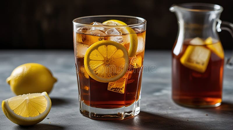 Traditional Iced Tea with Lemon and Mint Stock Illustration ...
