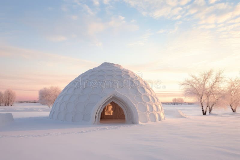 A Traditional Igloo Built in a Snowy Landscape Stock Photo - Image of ...