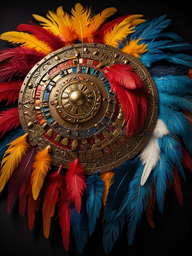 Feathered Warrior Shield of the Incas Stock Illustration - Illustration ...