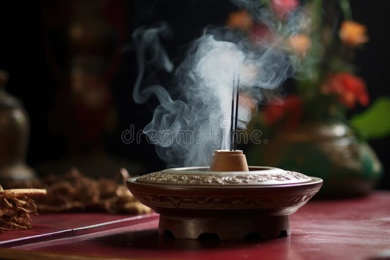 Traditional Incense Holder Releasing Fragrant Smoke Stock Photo - Image ...
