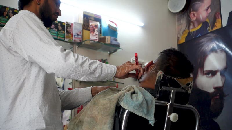 Traditional Indian Barber Shop Modest Haircut Salon With Open Air