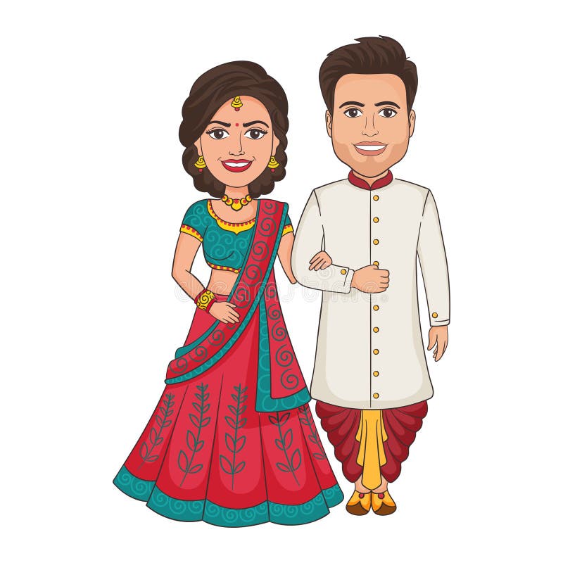 Traditional Indian Character of Bride and Groom Illustration Stock ...