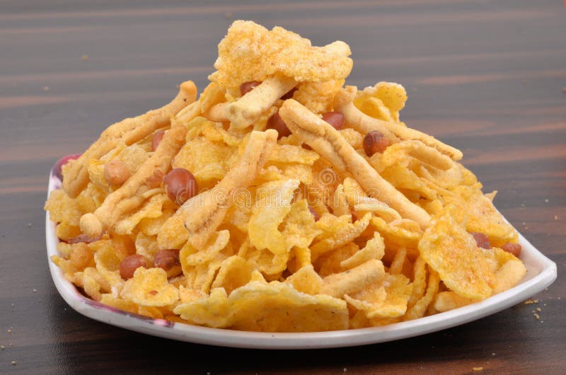 Traditional Indian Corn Flakes Namkeen Stock Photo - Image of crackers ...