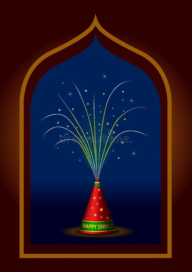 Traditional Indian Diwali Fireworks Stock Vector - Illustration of gold ...