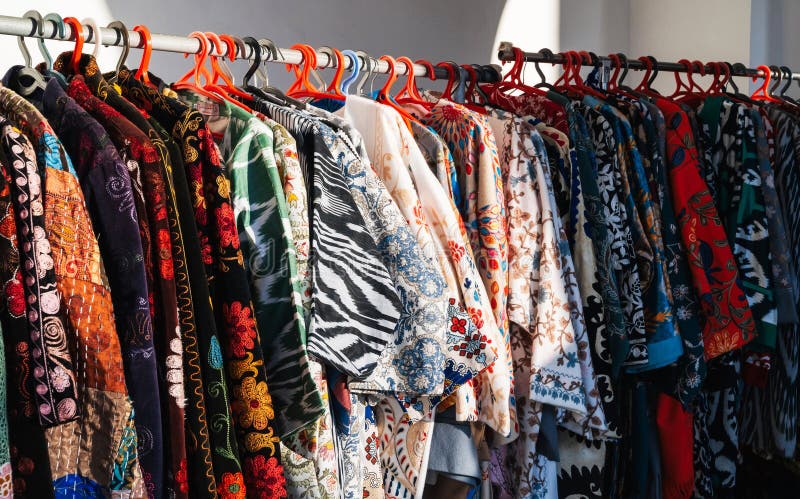 Traditional Indian Dresses with Colored Pattern at the Oriental Bazaar ...