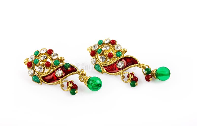 Traditional Indian Earrings Stock Image - Image of gold, gemstone: 38333829