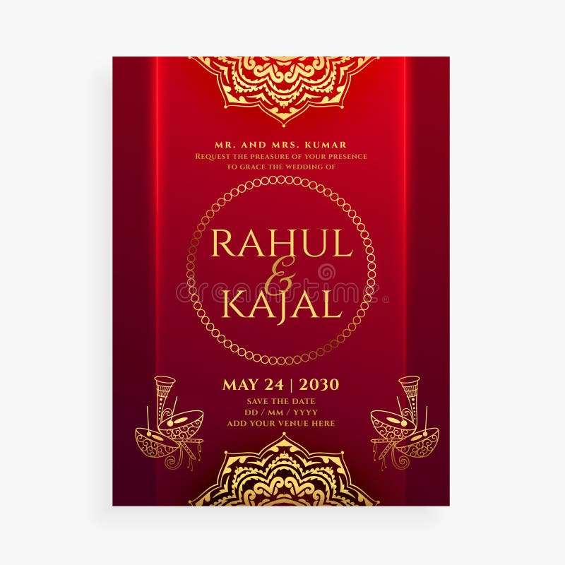 Traditional Indian Invitation Card Template for Your Wedding Ceremony ...