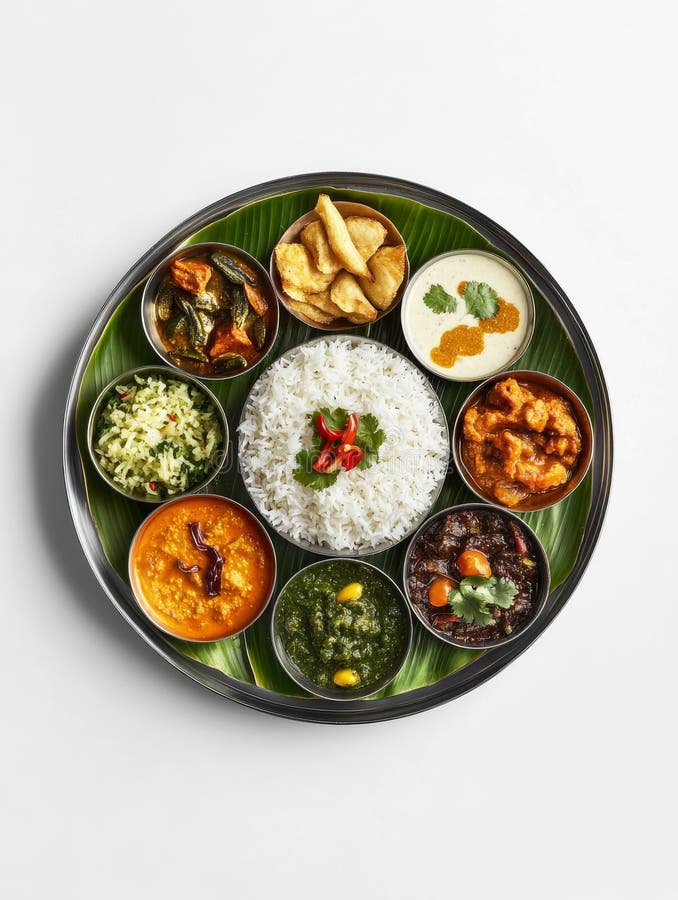 Traditional Indian Thali Diverse Dishes Rice Stock Photos - Free ...