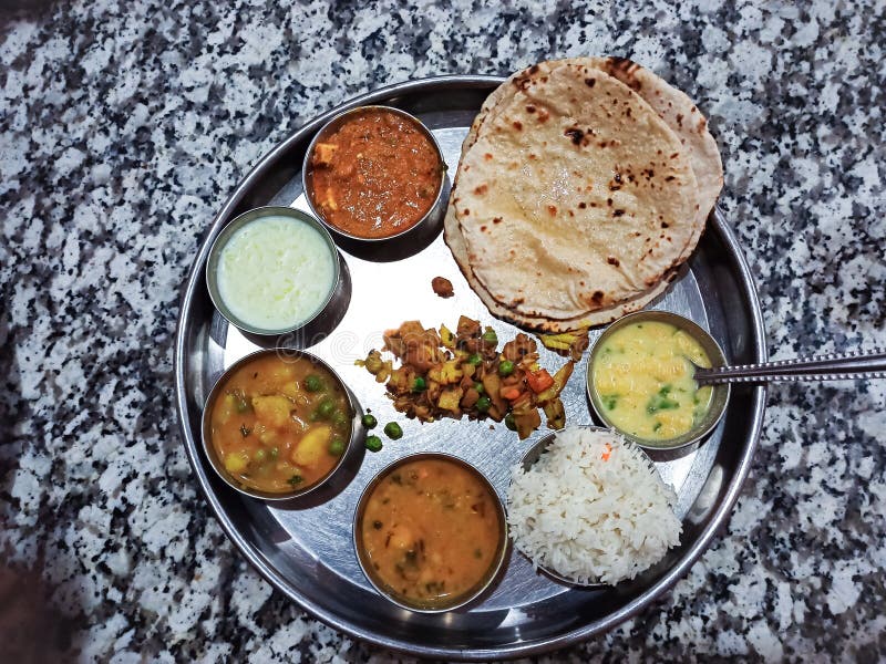 Traditional Indian Veg Thali. Stock Image - Image of baking, thali ...