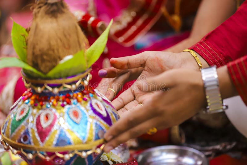 Traditional Indian Wedding Ceremony, Groom Holding Hand in Bride Hand ...